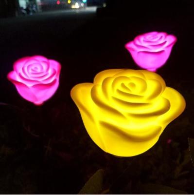 China Outdoor Solar Garden Stake Lights with 1Led Rose Flower,Multi-ColorChanging LED Solar Decorative Lights for sale