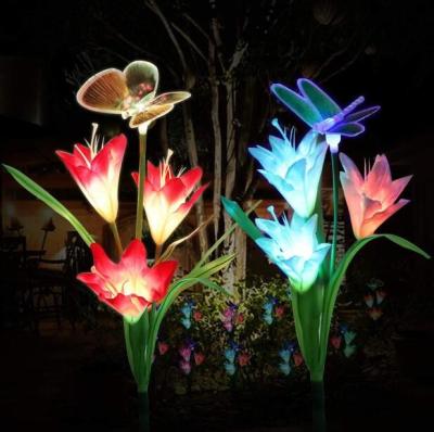 China Multi Color Changing LED Lily Solar Powered Lights For Patio Lawn Garden Yard Decoration for sale