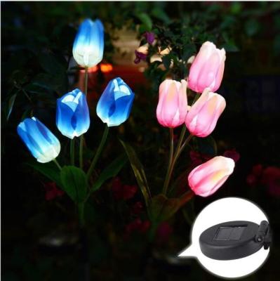 China Outdoor Solar Garden Stake Lights-Solar Powered Lights With Tulip Flowers,Multi-color Changing LED Solar Stake Lights for sale