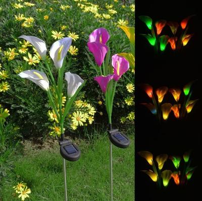 China 2Pack 4LED Solar Power LED light Calla Lily Flower Lamps outdoor Waterproof party Garden Yard Decorative Lights for sale