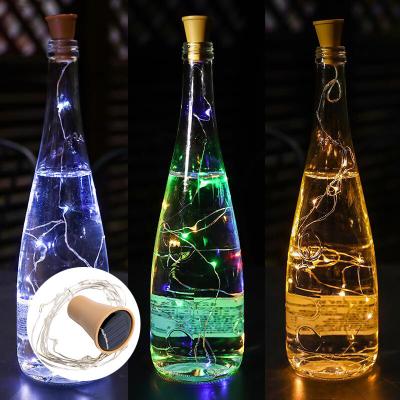 China Solar Powered Wine Bottle Cork  Led Lamps,Christmas Shining LED Copper Garland Festoon Wire Solar String Lights for sale