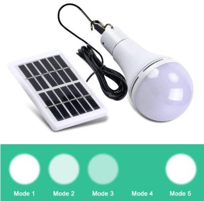 China Portable 5 Modes Changeable Solar Bulb 7W 9W Outdoor Solar Panel Light USB Rechargeable Tent Camping Light Bulb for sale