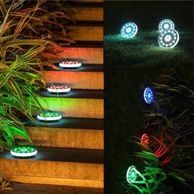 China 30LED RGB Color Changing Solar Ground Lamps Outdoor Lawn Solar Lights For Garden Path Road for sale