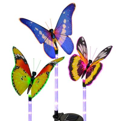 China Garden Solar Lights Outdoor,Multi-Color Changing Solar Powered LED Garden Lights, Fiber Optic Butterfly Decorative Light for sale