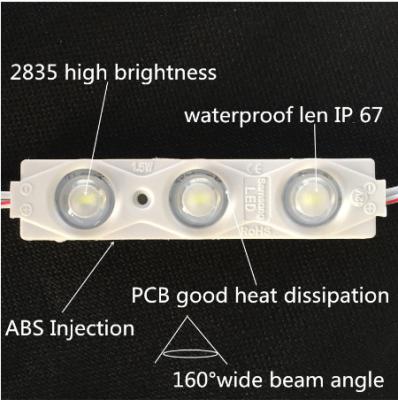 China 3 Chips 2835 LED Module Lights / Color Changing Outdoor LED Module IP67 With Lens for sale