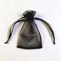 China Custom Logo Printed Solid Organza Drawstring Dust Bag Mesh Gift Pouch 20x30cm for sale