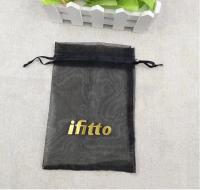 China Custom Logo Printed Solid Organza Drawstring Dust Bag Mesh Gift Pouch 20x30cm for sale