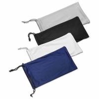 China Custom Logo Microfiber Drawstring Dust Bag for Eyeglasses Storage 15x18cm for sale