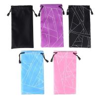China Custom Logo Microfiber Drawstring Dust Bag for Eyeglasses Storage 15x18cm for sale