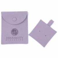 China Custom Microfiber Suede Envelope Jewelry Pouch 10x10cm Button Closure Bulk Storage for sale
