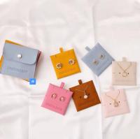 China Custom Microfiber Suede Envelope Jewelry Pouch 10x10cm Button Closure Bulk Storage for sale
