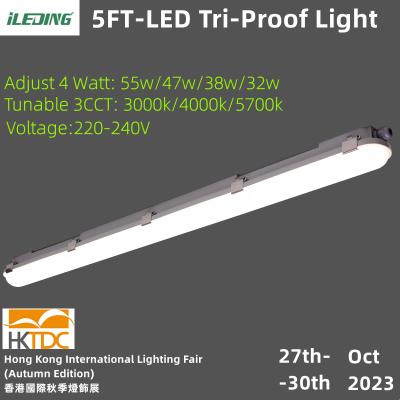 China Instalações industriais de armazenamento a frio IP66 5FT 55W Tri-proof luminárias com sensor à prova de vapor à venda