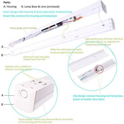 中国 ディマーサポート 5 2ft 4ft 8ft 46W 38W 30W LED線形ストライプ照明具 オフィス用 販売のため