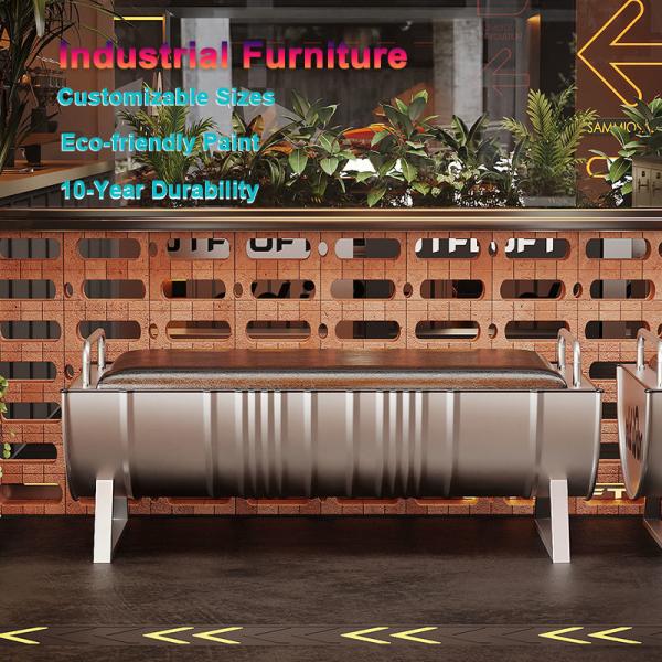 Quality Customized Oil Barrel Bench Iron Cafe Bar Bench Industrial Style for sale