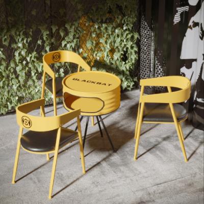China Outdoor Oil Drum Furniture Metal Restaurant Cafe Tables And Chairs Industrial for sale