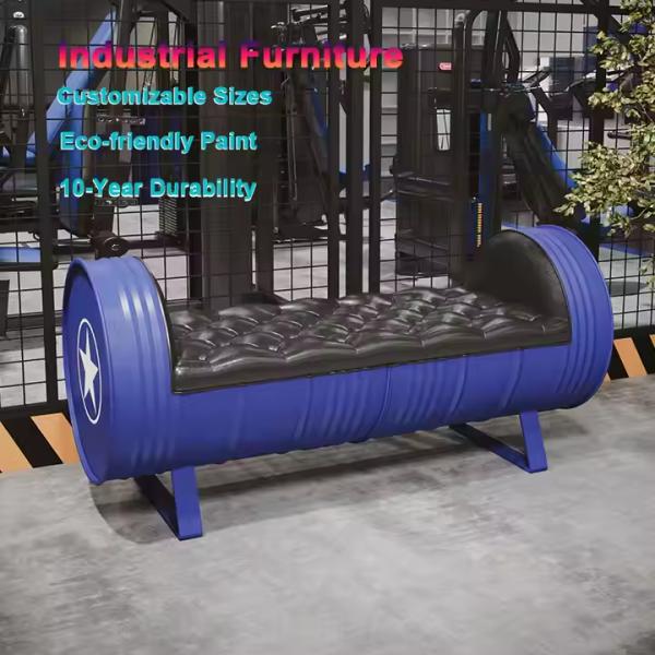 Quality Commercial Industrial Metal Bench Compact Indoor Metal Benches Blue For Clothing Store for sale