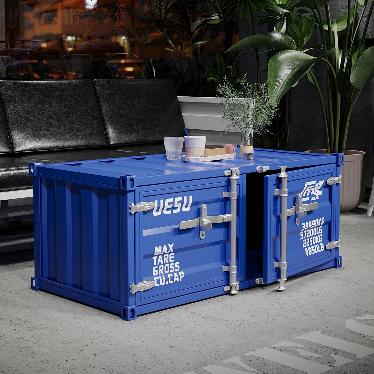 Quality Industrial Oil Drum Table Customized Iron Tea Table Blue For Living Rooms, Gyms for sale