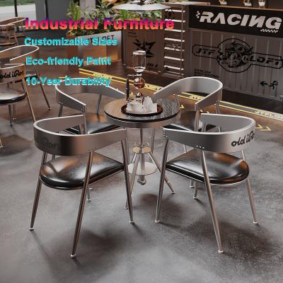 China Modern Metal Table Chair Set Customized Industrial Table And Chairs For Dining Coffee Shops And Bars for sale