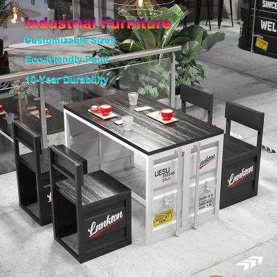 China Customizable Colors Durable Iron Frame Eco-Friendly Paint Iron Table Chair Set for Restaurant and Hotel for sale
