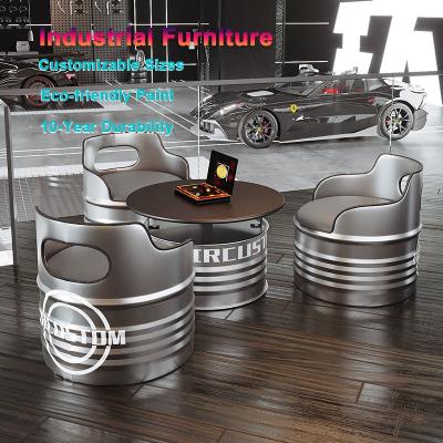 China Durable Iron Frame Restaurant Table Chair Sets with Premium PU Leather and Compact Design for Industrial Bar Furniture for sale
