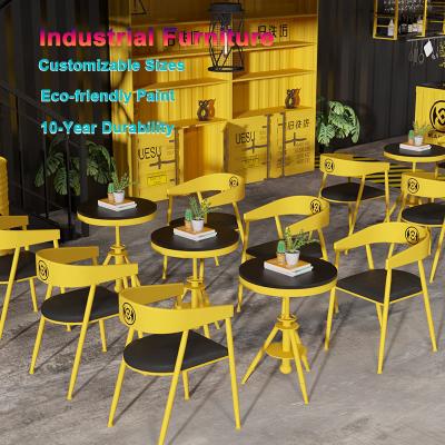 China Customizable Color Industrial Style Oil Drum Table and Chair Set with Durable Iron Frame and Premium PU Leather for sale