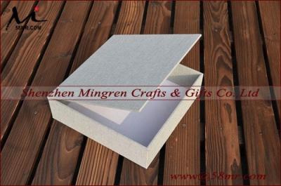 China Elegant Fabric Linen Wood Photo Album Storage Packaging Gift Box for sale