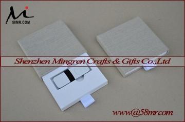 China Fabric Linen Special Paper USB Flash Drive Storage Packaging Gift Box in Drawer Style for sale