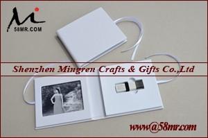 China Leather Fabric Linen USB Stick Storage Packaging Gift Box for sale