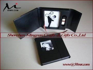 China Leather Photo Storage Box with USB Box for sale