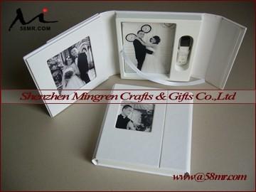 China Leather Photo Storage Box with USB Flash Drive Box for sale