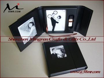 China Leather Photo Storage Box with USB Stick Box for sale