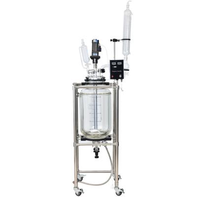 China Vacuum Pressure Lab Scale Agitator 20L Glass Lined Jacketed Reaction Vessels 50L Double Glass Reactor Reaction Vessel for sale