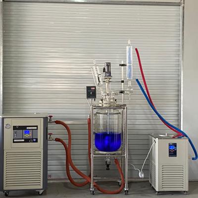 China Electric Stirred High Quality Double Walled Glass Chemical Jacketed Cooling Reactor Double Layer Glass Reactor Agitator for sale