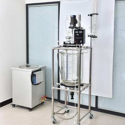 China Vacuum Pressure Lab Scale Agitator 20L Glass Lined Jacketed Reaction Vessels 50L Double Glass Reactor Reaction Vessel for sale
