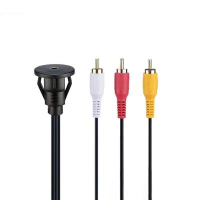 China Custom DC 3.5 To 3RCA Waterproof Extension Cable With Flush Mount Panel For Car Truck Boat Motorcycle Computer for sale