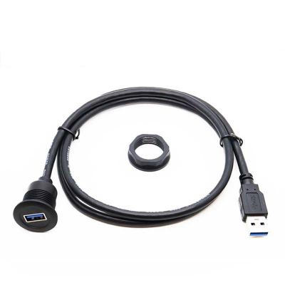 China Short Head USB 3.0 Male To Female Waterproof Extension Cable With Flush Mount Panel For Car Truck Boat Motorcycle Computer for sale