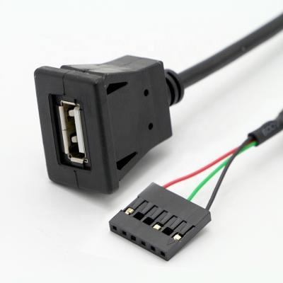 China CUSTOM Snap Socket USB 2.0 A Male  Panel Mount Cable with 6 Wires Dupont Terminal for sale