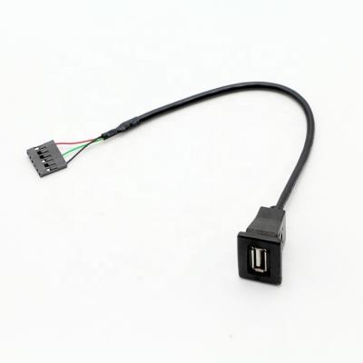 China 1M 2M 3M Snap in USB Socket Panel Mount Cable with 6 Wires Dupont Terminal for sale