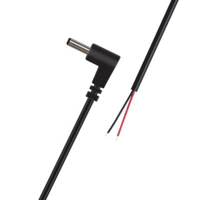 China Customization 90 Degree Angle DC Barrel Jack Male 3.5x1.35mm to Stripped Tinned Wire Pigtail Bare End Cable for sale