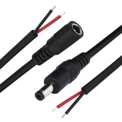 China 1M 2M 3M DC Supply Input Barrel Jack 2.1x5.5mm Male Female Socket to Open Pigtail DC Power Cable for sale
