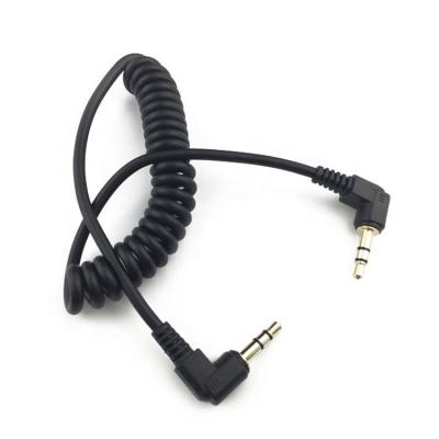 China Coiled Spring Male To Male 90 Degree Right Angle 3.5mm Jack to 3.5mm Jack TRS Stereo Audio Cable for sale