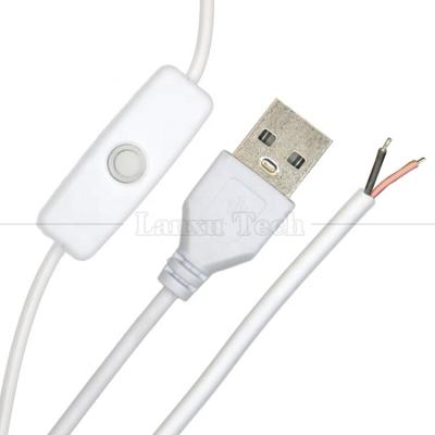 China High Quality 5V USB to Open Tinned Wires ON OFF 501 Push Switch Button Power Extension Cable for Christmas Led Light Strip Lamp for sale