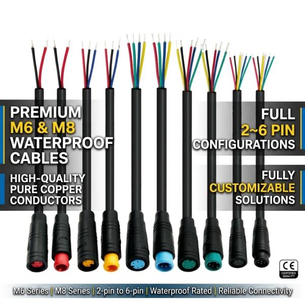Quality IP67 PI68 M6 M8 2 3 4 5 6 Pin Waterproof Cable for Outdoor Led Camera for sale