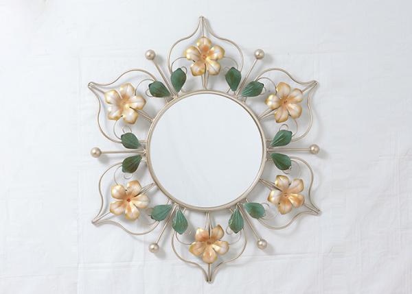 Quality Wrought Frame Decorative Framed Metal Flower Mirror for sale