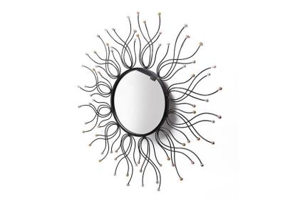Cina Struttura del metallo del nero della decorazione della parete dello specchio di Sun punteggiata con colore dell'argento e dell'oro in vendita