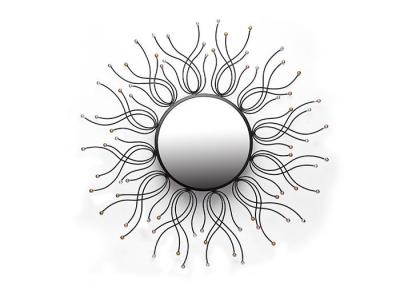 Cina Struttura del metallo del nero della decorazione della parete dello specchio di Sun punteggiata con colore dell'argento e dell'oro in vendita