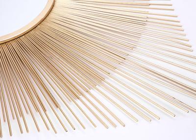 Cina Decorazione domestica moderna rispecchiata rotonda della struttura del metallo del quadrato dello sprazzo di sole dell'oro di arte della parete in vendita