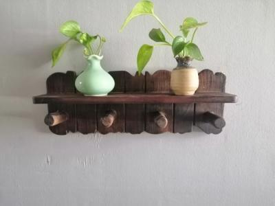 China Wall Floating Shelf Wall Mounted Coat Rack 15.75 Inch, Dark Brown for sale