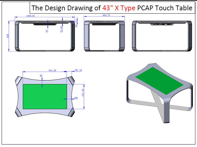 Wholesales 43 inch LCD Screen Smart Display X- shaped Kiosk Interactive Touch Table