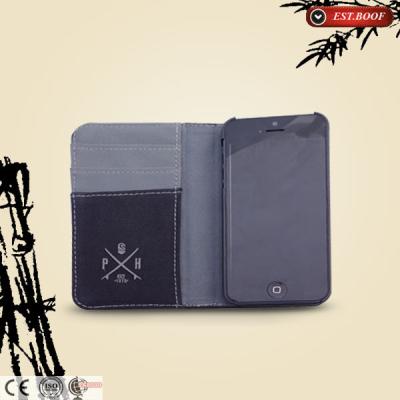 China Iphone 5s Dirtyproof Leather Cell Phone Covers Bamboo Black / Grey / Yellow for sale